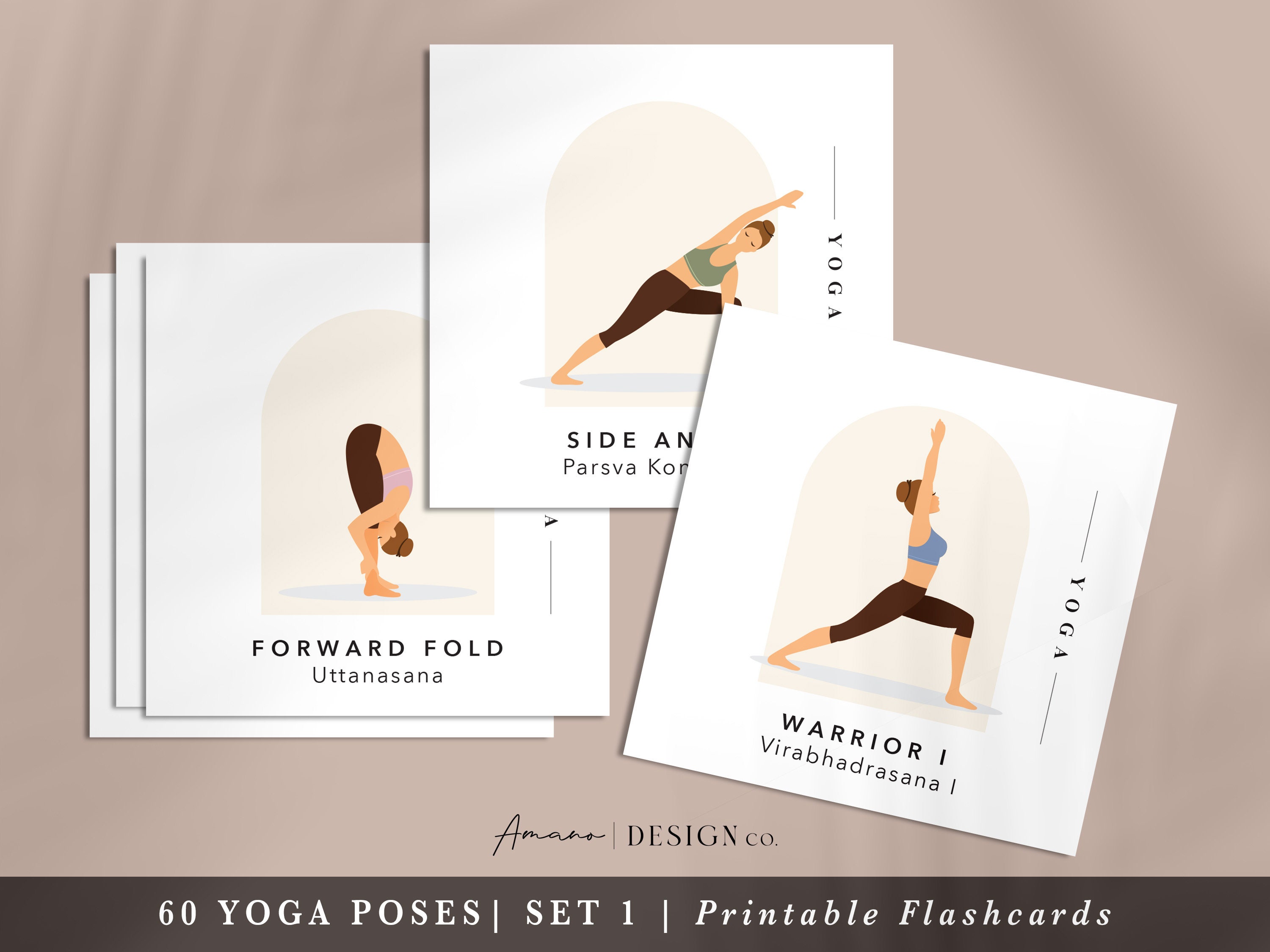 Yoga Pose Flashcards BUNDLE 120 Cards Sets 1 and 2 - Etsy