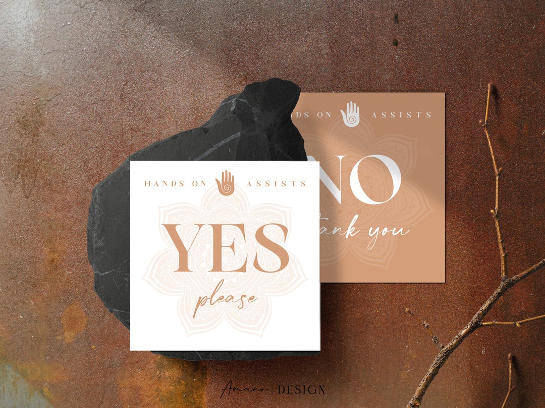 Yoga Hands on Assists Consent Cards | YES NO | Orange | Printable ...