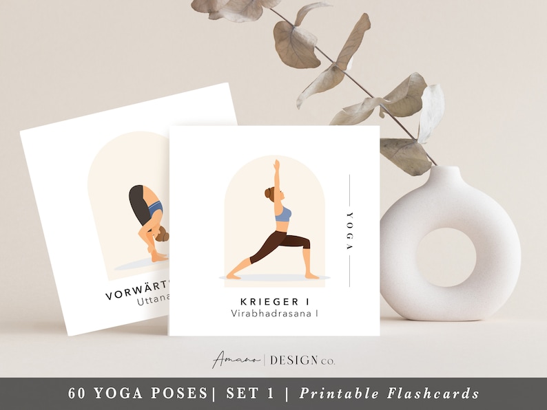 SET 1 German Yoga Pose Flashcards | 60 Cards | German & Sanskrit ...
