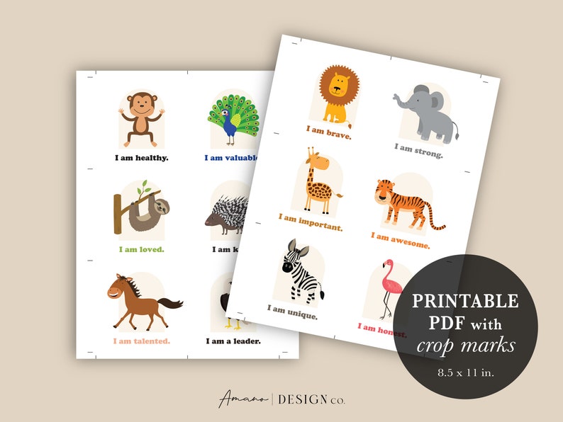 24 "i Am" Affirmation Cards for Kids | Printable/digital PDF 3.5x3.5 In ...