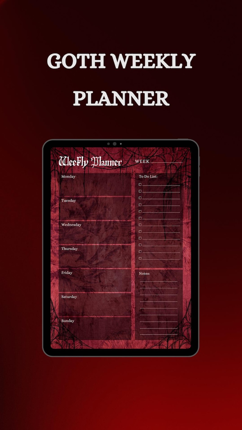 GOTHIC WEEKLY PLANNER - Etsy