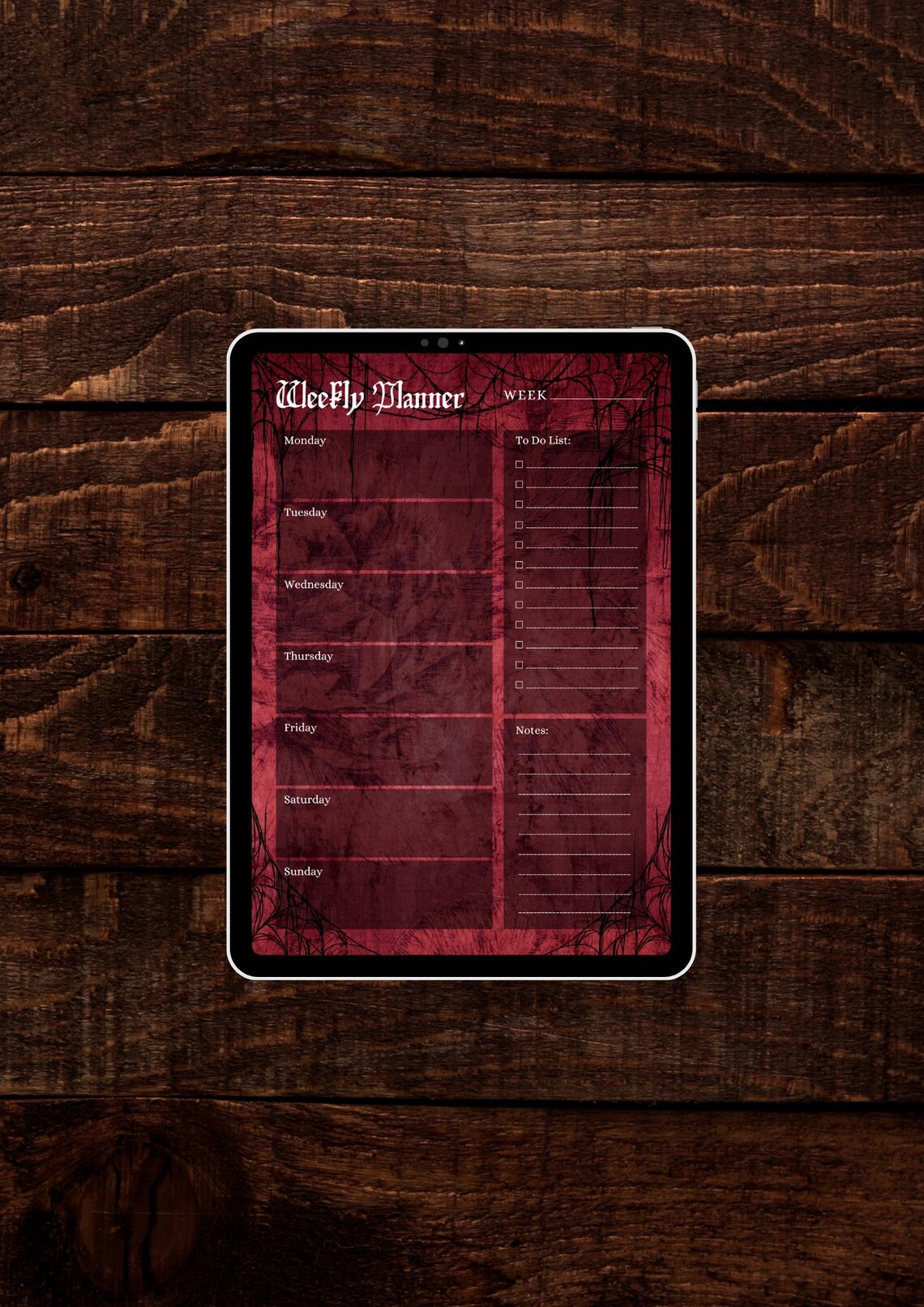 GOTHIC WEEKLY PLANNER - Etsy