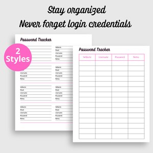 Password Tracker Printable, Password Organizer, Login Credential Keeper ...