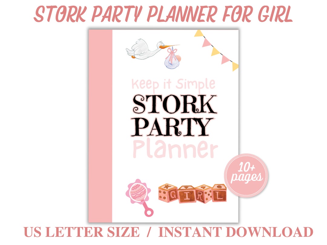 Baby Shower Planner, Baby Girl Shower, Stork Party Planner, Girl Baby ...