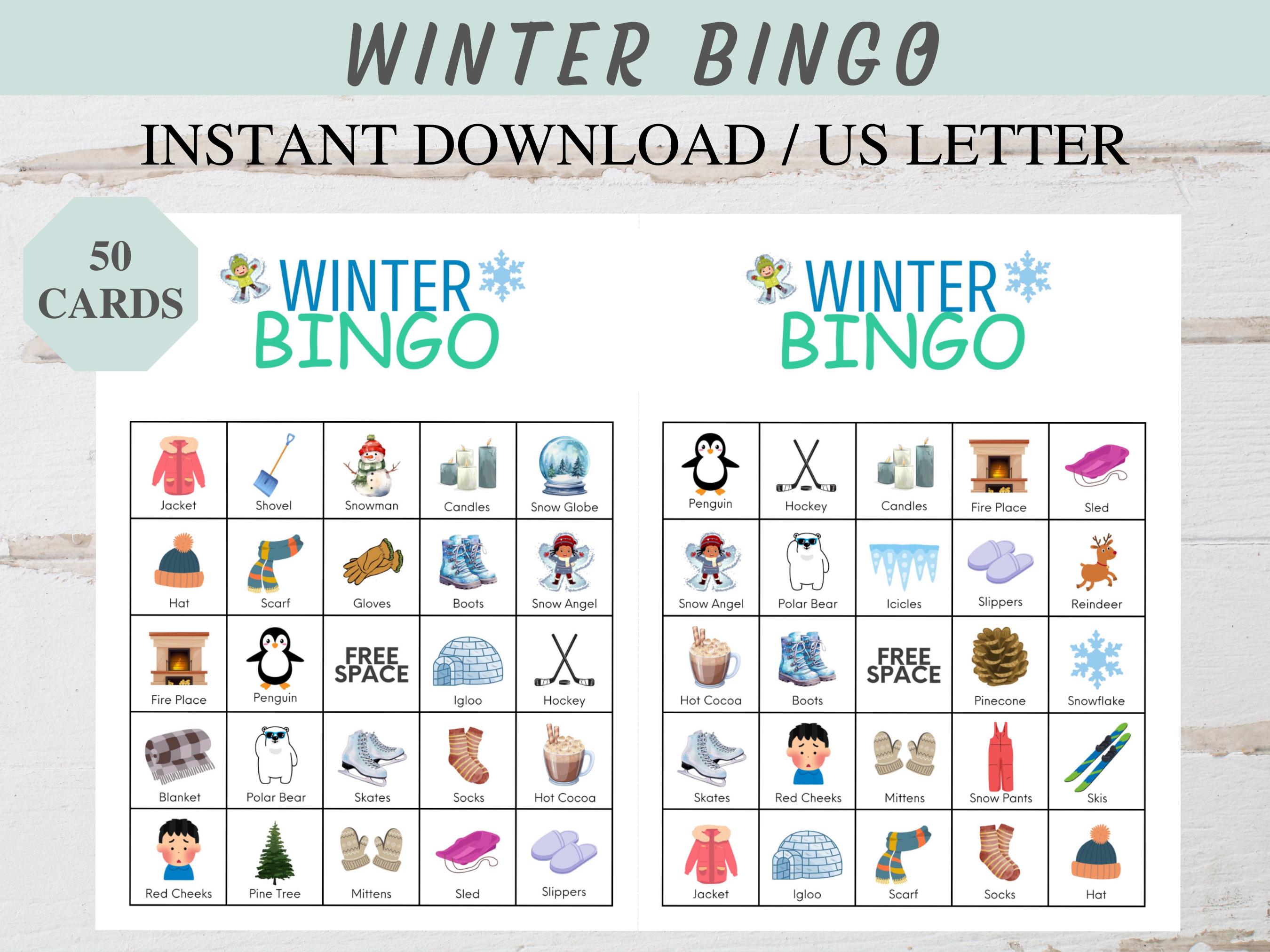 Winter Bingo Game, Bingo Games, Printable Games, Bingo for Kids - Etsy