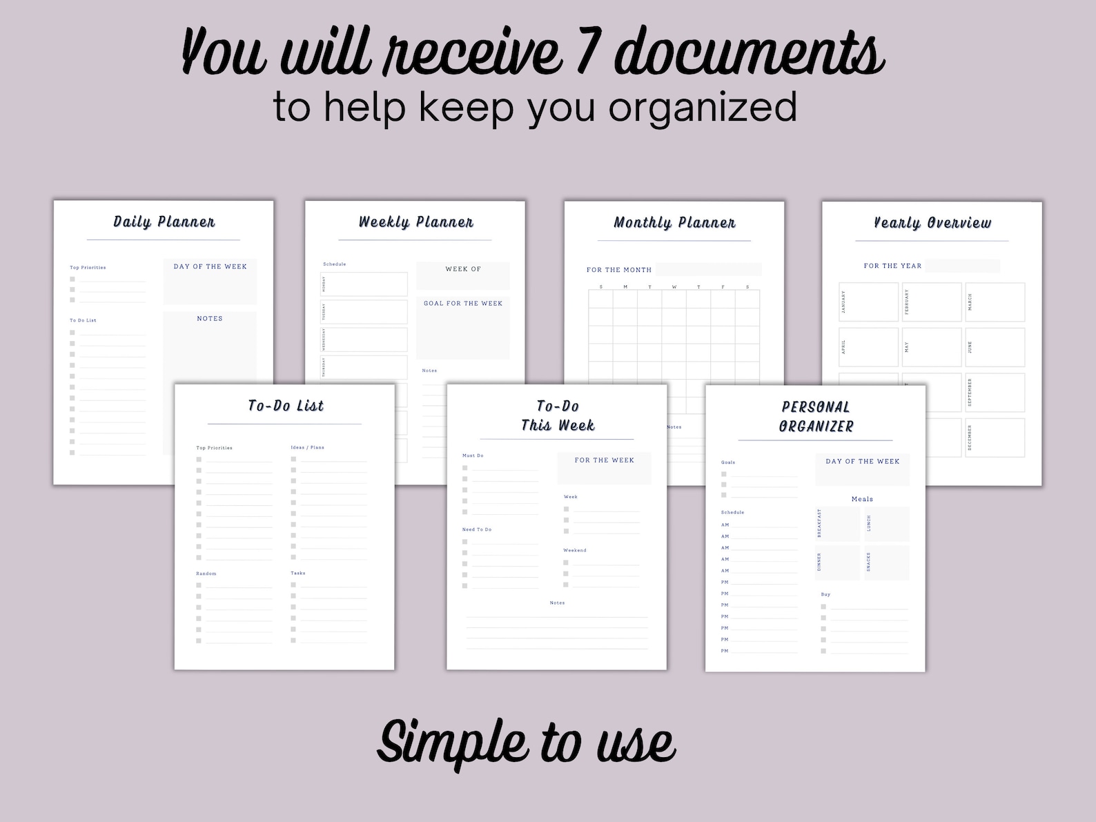 Planner Bundle Printable, Personal Organizer, to Do List, Weekly ...