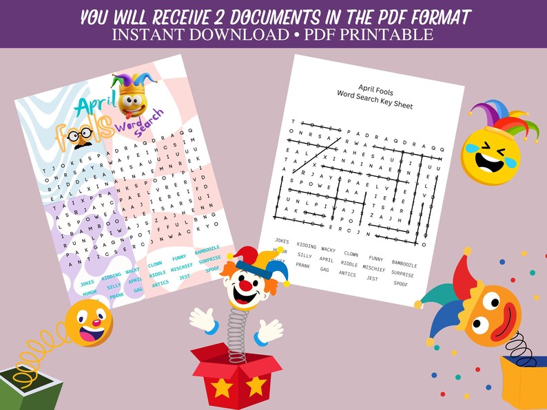 April Fools Day Word Search, Printable Games, Wordsearch - Etsy