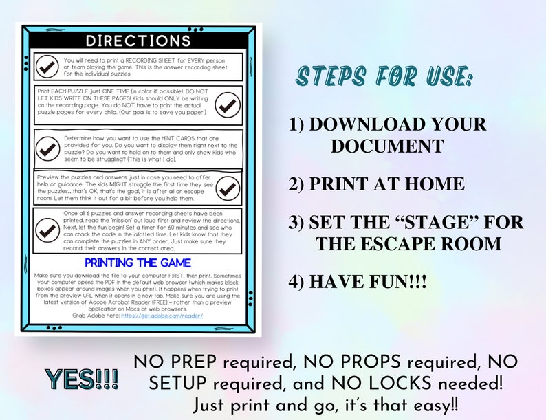 Escape Room for Kids, Printable Party Games, Birthday Bash Escape Room ...