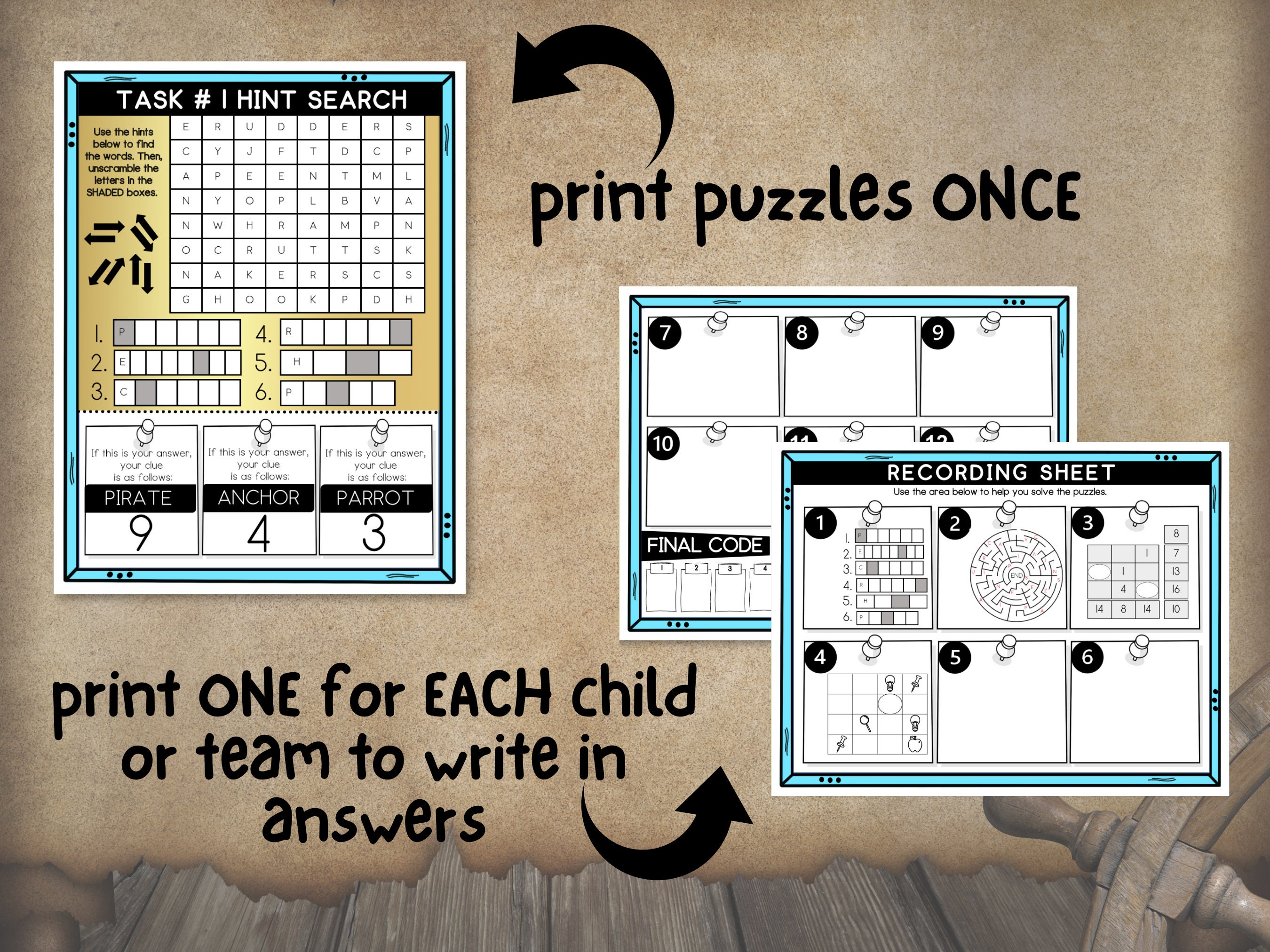 Escape Room Game, Pirate Adventure, Kids Party Game, Family Fun Night ...