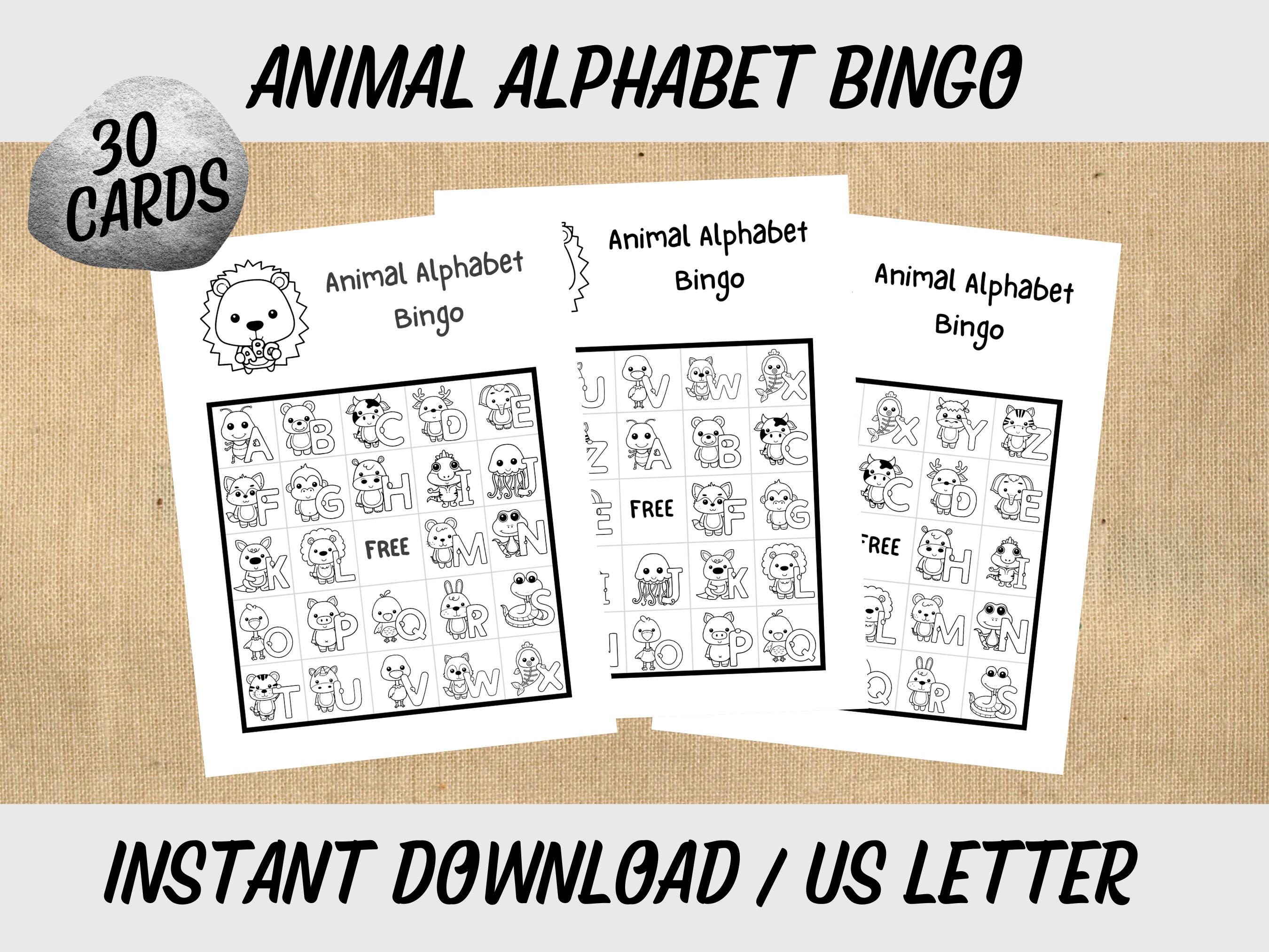 Alphabet Bingo, Animal Bingo, Printable Bingo, Kids Games, Alphabet ...