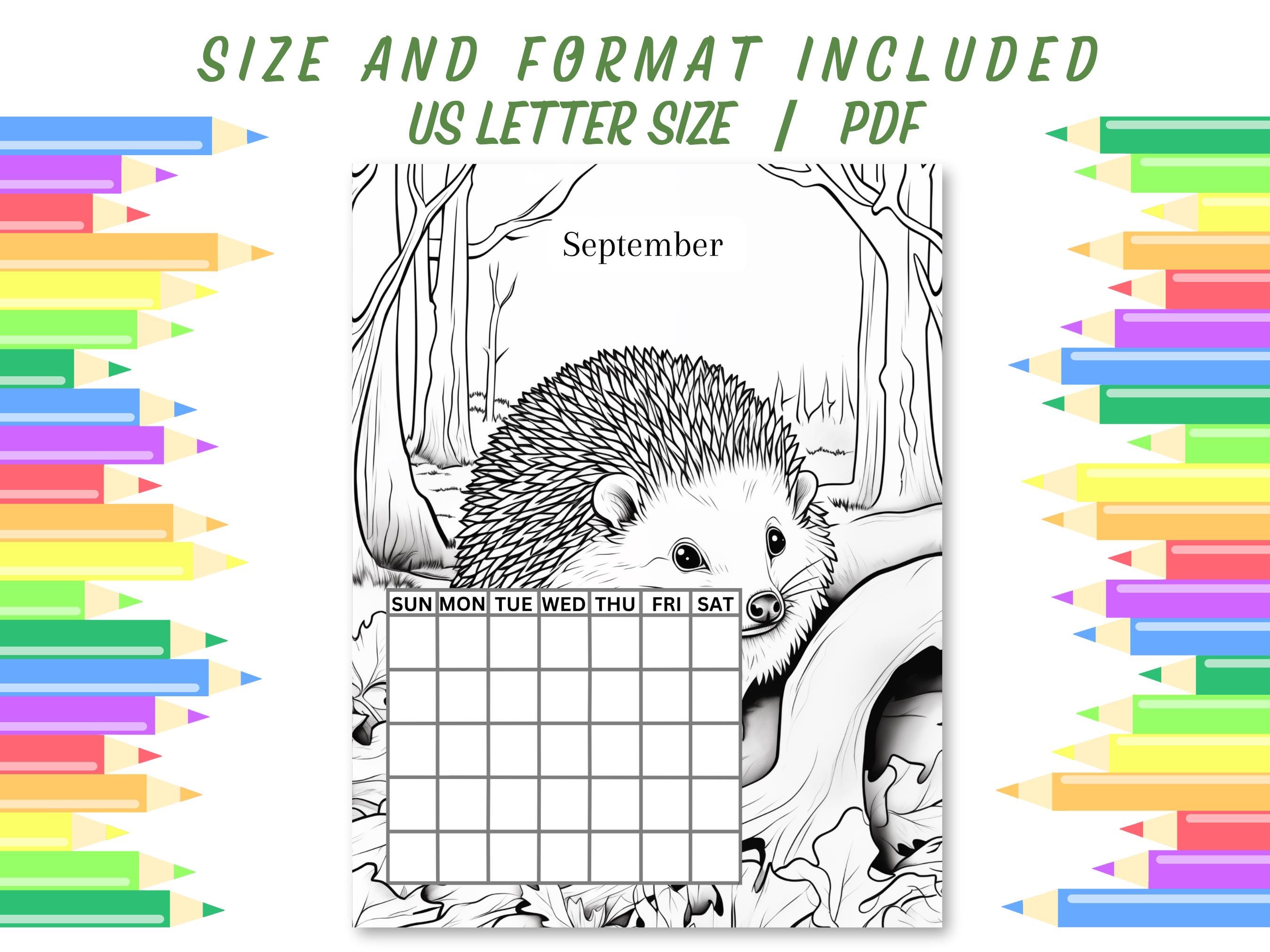 Coloring Calendar, Printable Calendar, Coloring Pages, Undated Calendar ...