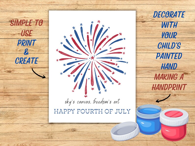 Handprint Art, Fourth of July Handprint Art, Kids Crafts, 4th of July ...