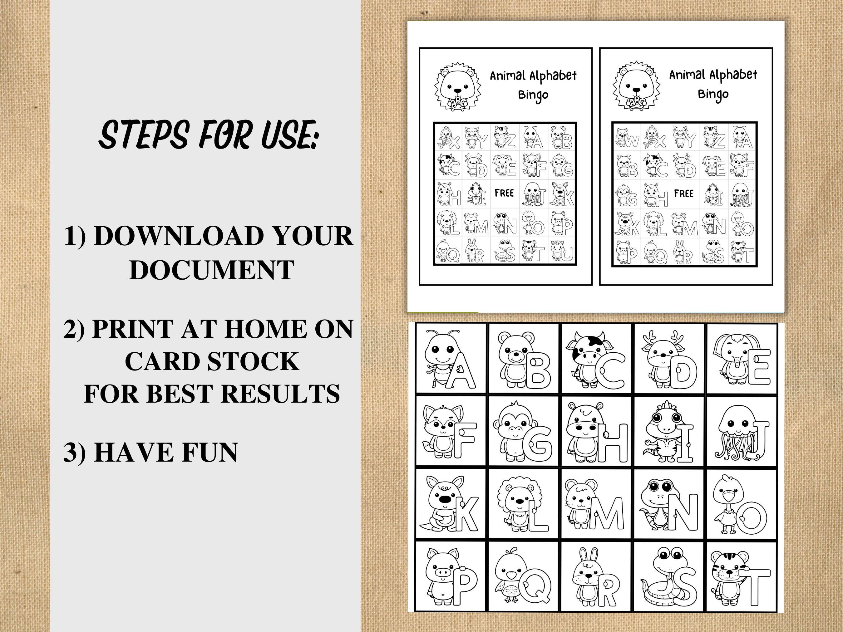 Alphabet Bingo, Animal Bingo, Printable Bingo, Kids Games, Alphabet ...