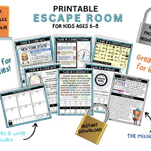 Escape Room for Kids, Printable Party Games, Birthday Bash Escape Room ...