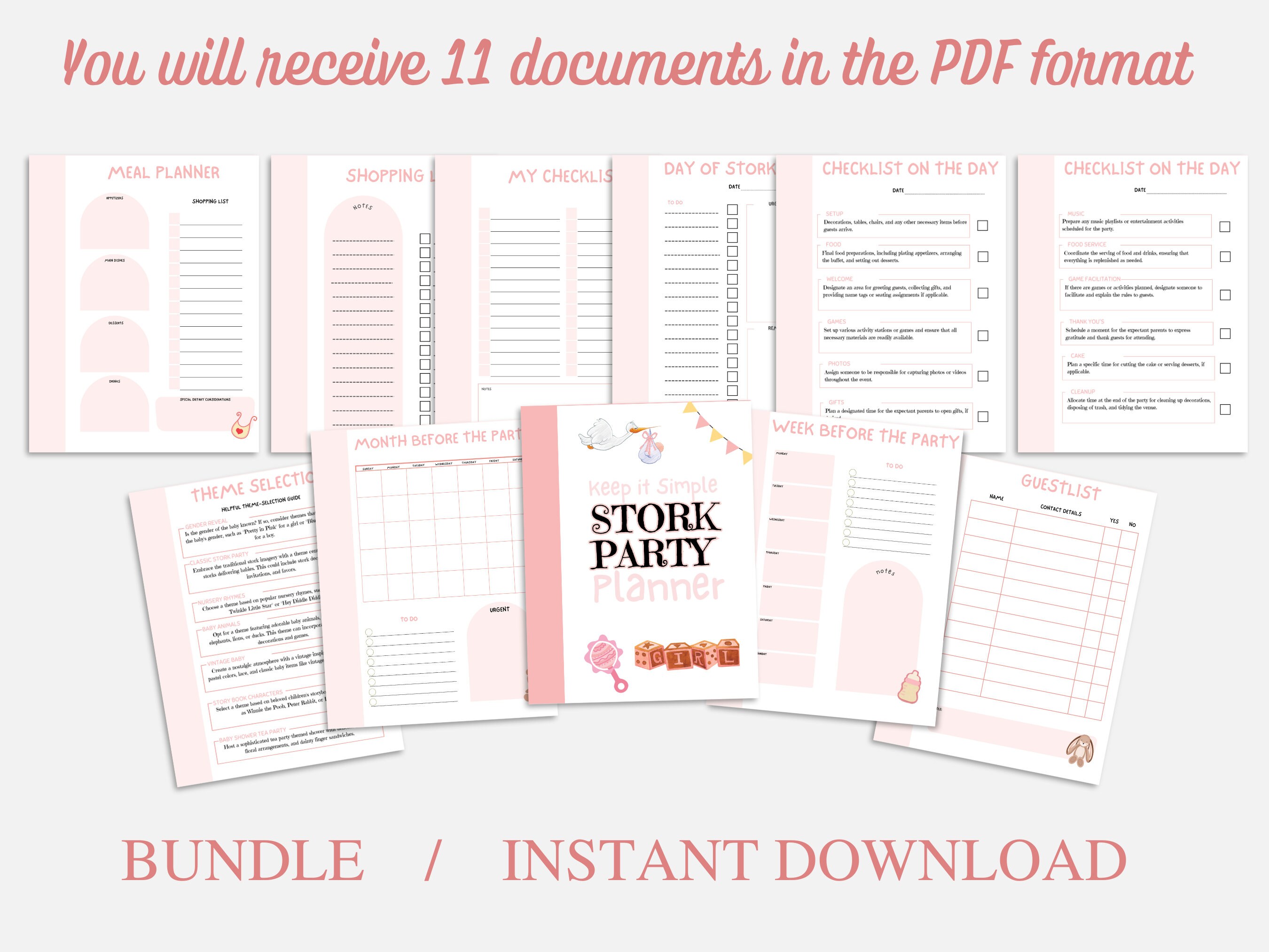 Baby Shower Planner, Baby Girl Shower, Stork Party Planner, Girl Baby ...