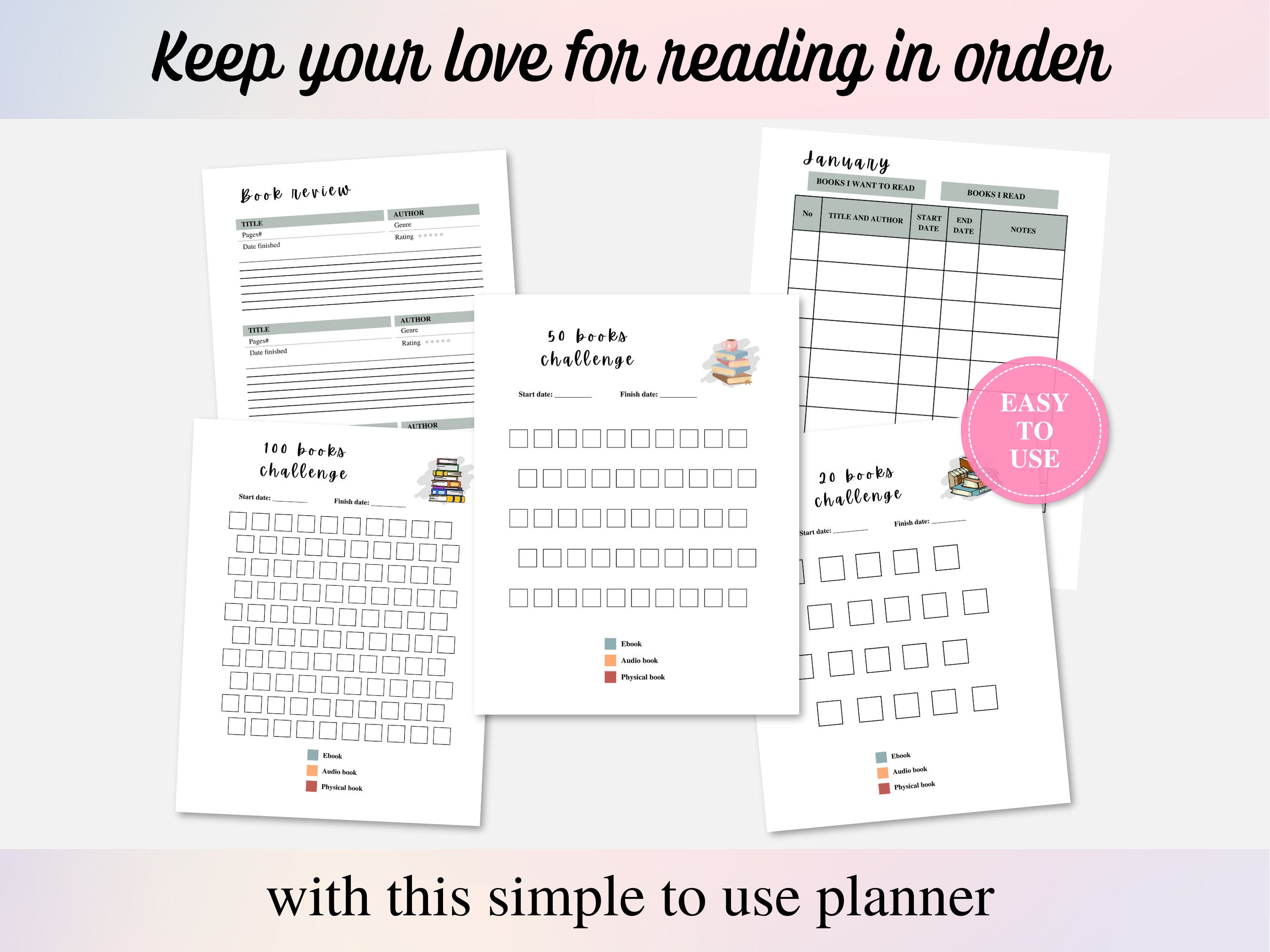 Reading Planner Bundle Printable, Reading Tracker, Reading Journal ...