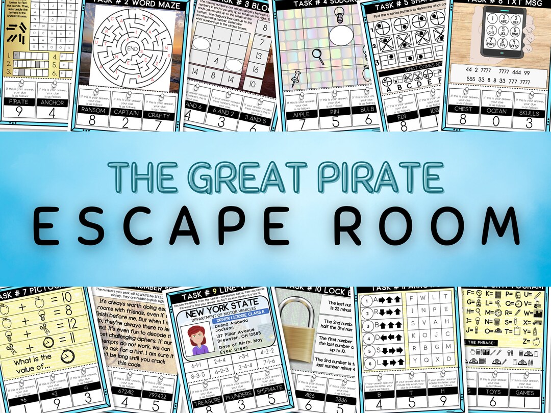 Escape Room Game, Pirate Adventure, Kids Party Game, Family Fun Night ...