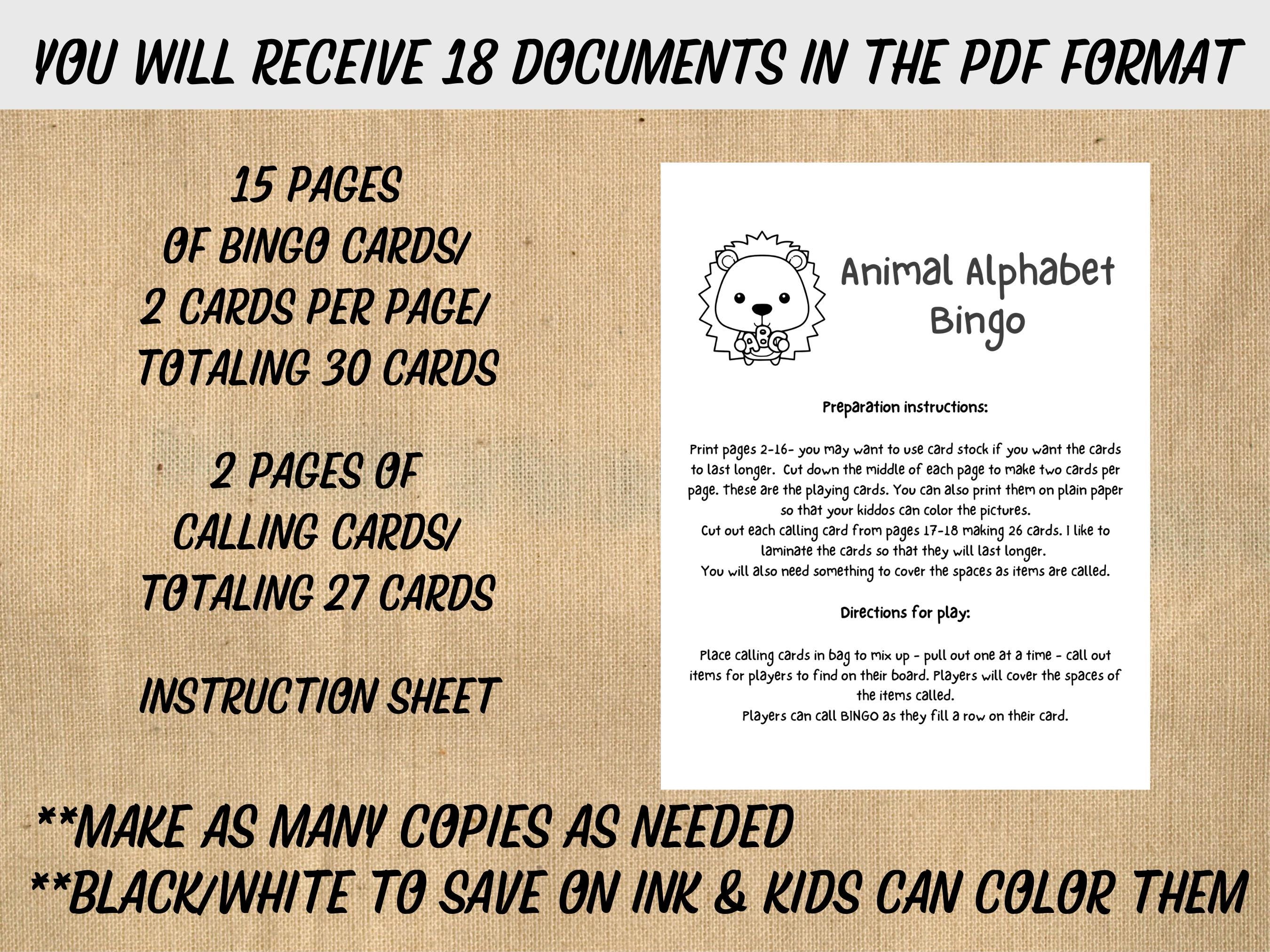 Alphabet Bingo, Animal Bingo, Printable Bingo, Kids Games, Alphabet ...