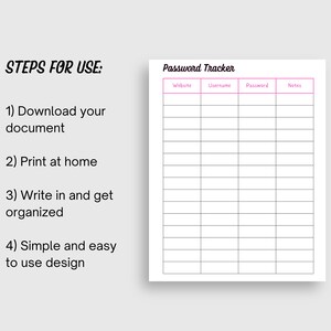 Password Tracker Printable, Password Organizer, Login Credential Keeper ...