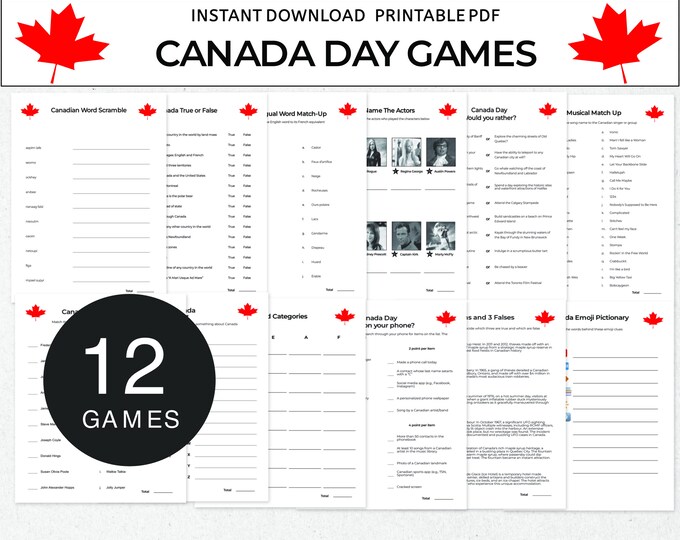 Think Fast Canada Day Game | July 1st Printable Games | Canada Day ...