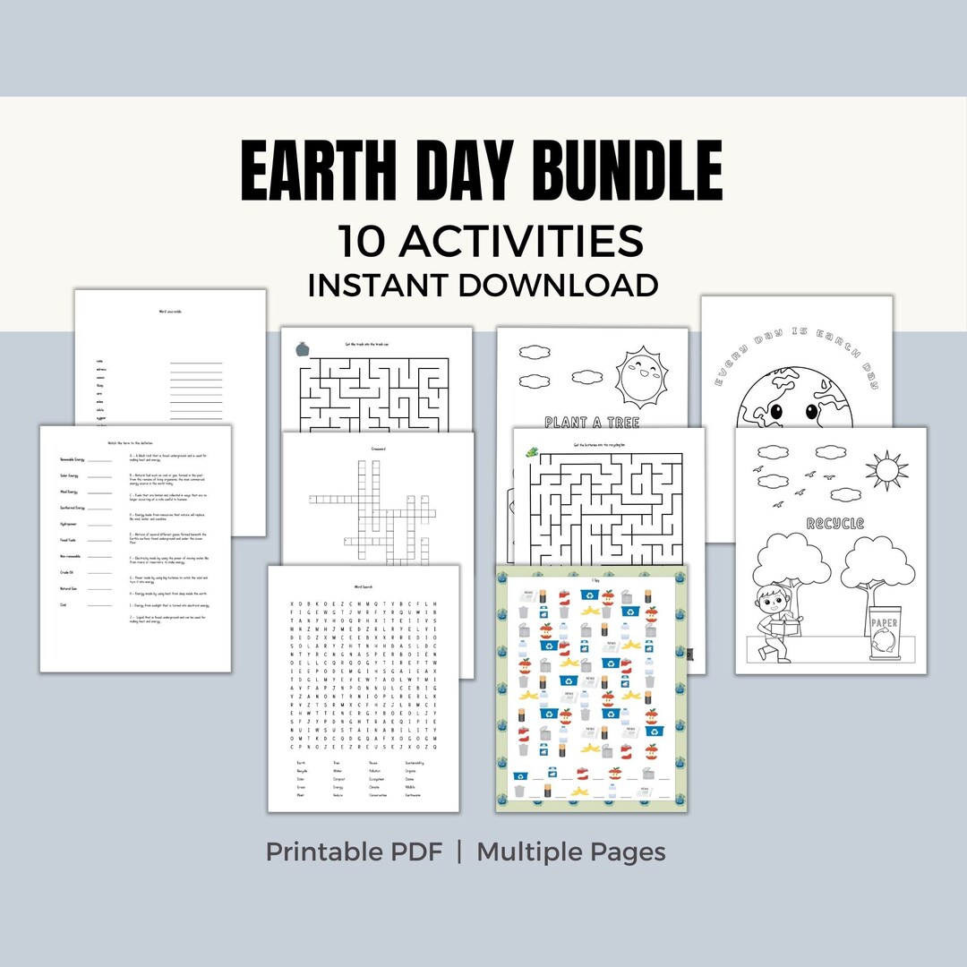 Earth Day Activity Bundle, Kids, Worksheets, Games - Etsy