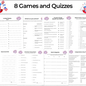 4th of July Games, Independence Day Activities, Patriotic Party Quiz ...