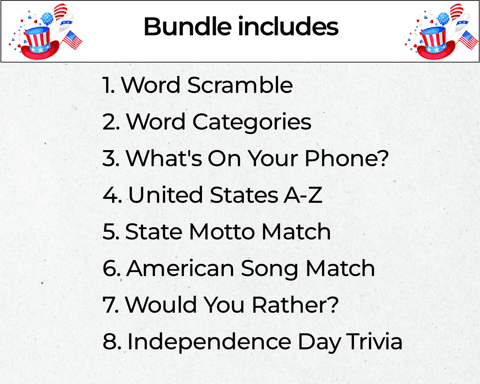 4th of July Games, Independence Day Activities, Patriotic Party Quiz ...