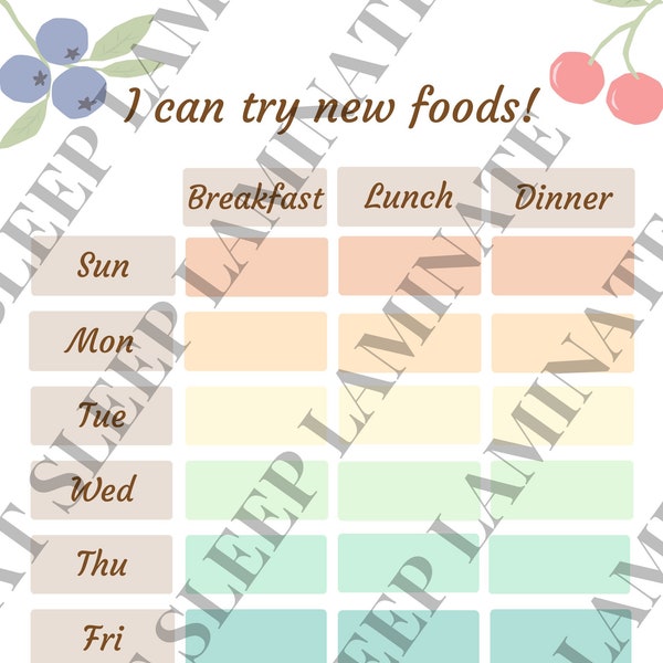 Try New Foods Chart - Etsy