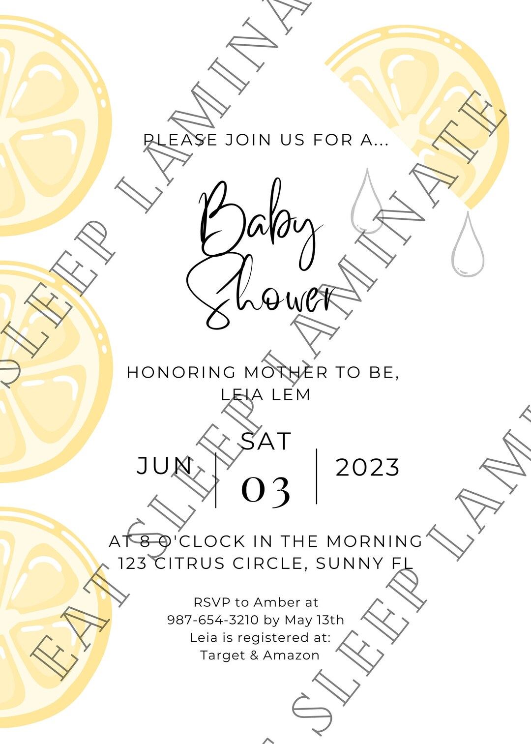 Lemon Baby Shower Invitations PERSONALIZED DIGITAL DOWNLOAD - Etsy