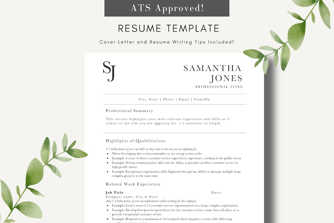 Clean and Modern ATS Approved Resume and Cover Letter Template ...