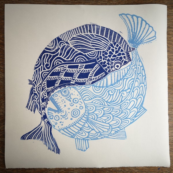 Fish Linocut - Etsy