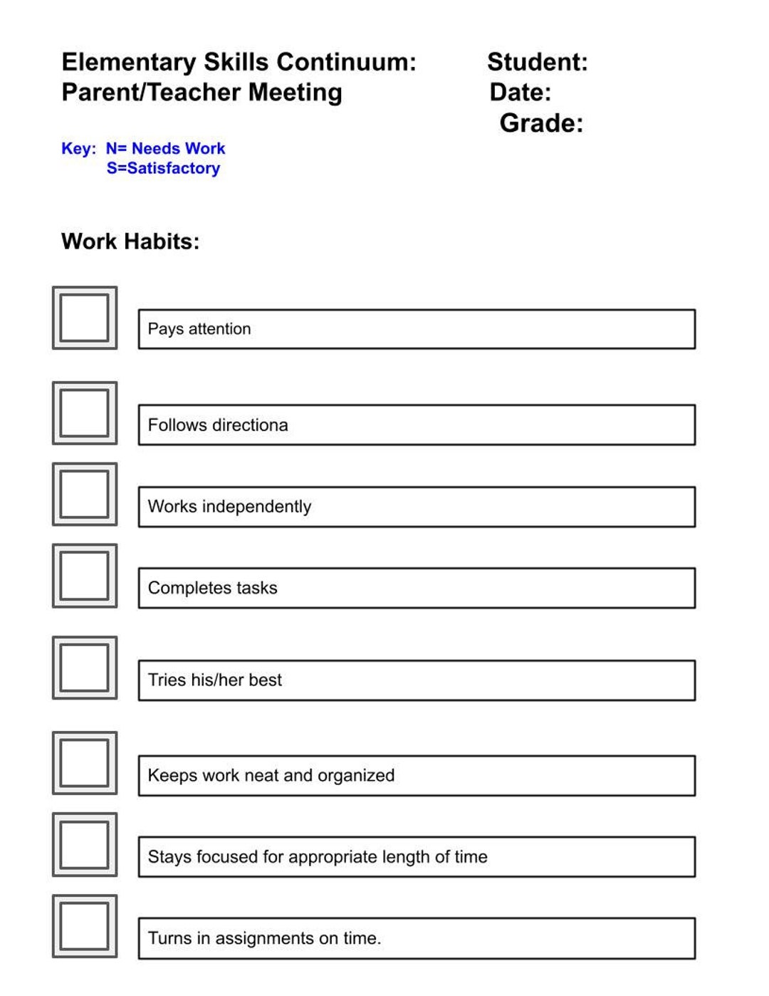 Parent Teacher Conferences Checklist Digital Download of Skills ...