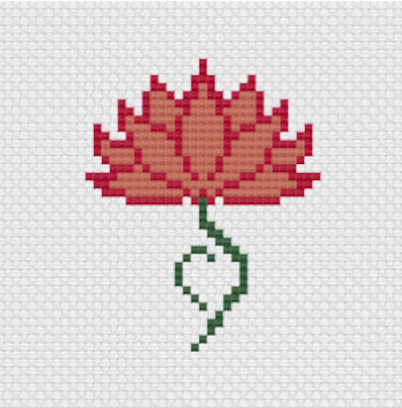 NEDA Symbol Lotus Flower Cross Stitch Pattern Instant PDF Download ...