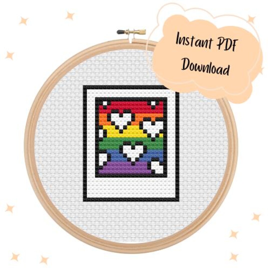 LGBTQ+ Heart Cross Stitch Pattern, Gay Pride Cross Stitch PDF ...