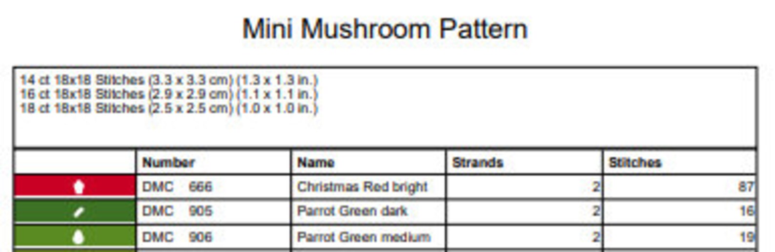 Mini Mushroom Cross Stitch Pattern - Instant PDF Download - Cute Tiny ...
