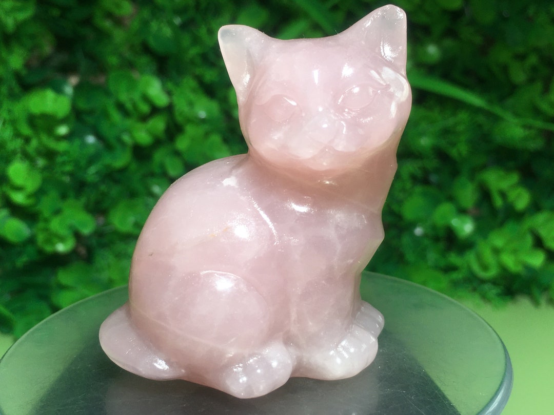 2.2'' Natural Pink Rose Quartz Hand Carved Crystal Cat Gift 1pc - Etsy