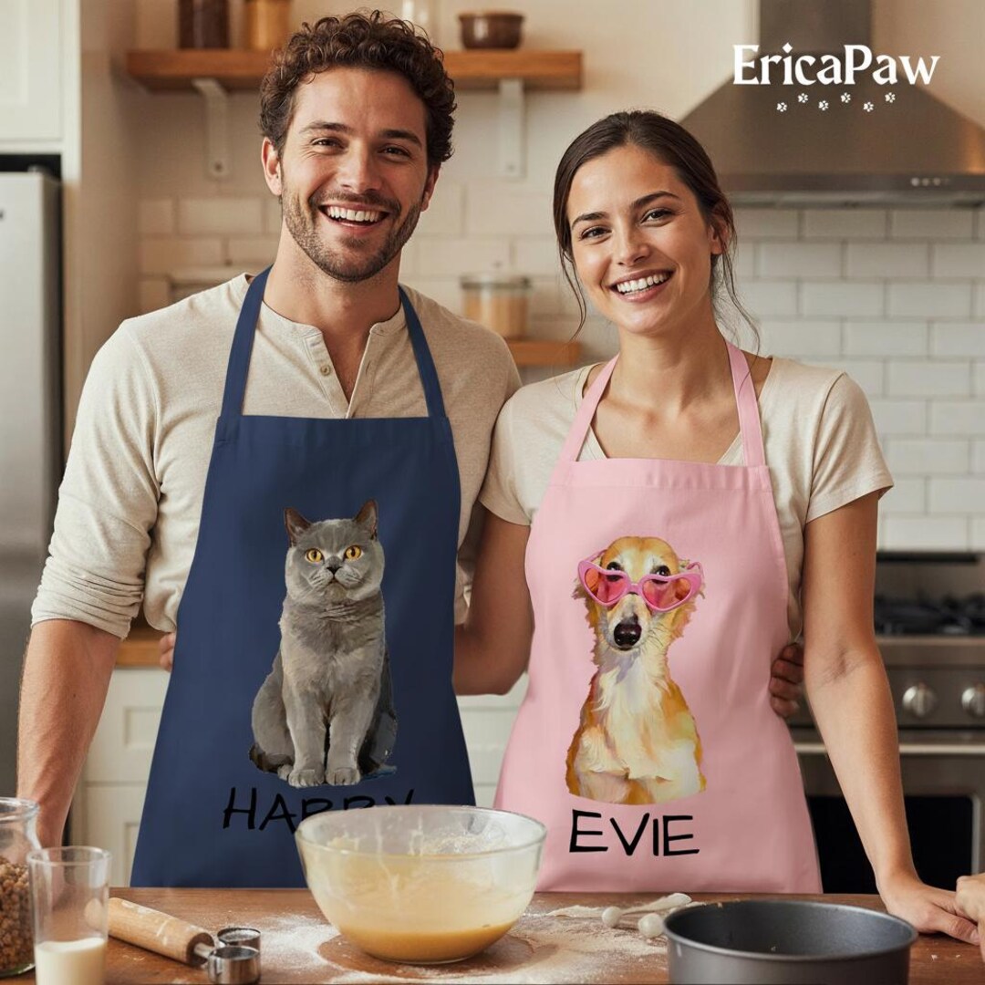 Custom Funny Pet Portrait Apron, Pet Memorial Gifts, Cooking Apron With ...