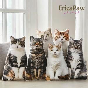 Custom Cat-shaped Throw Pillow, Personalized Cat Cushion, Custom Pet ...