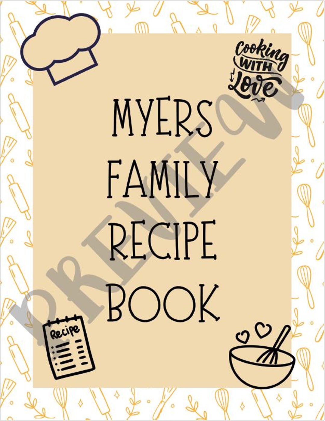 Personalized Family Recipe Book Cover – Custom PDF Design - Etsy