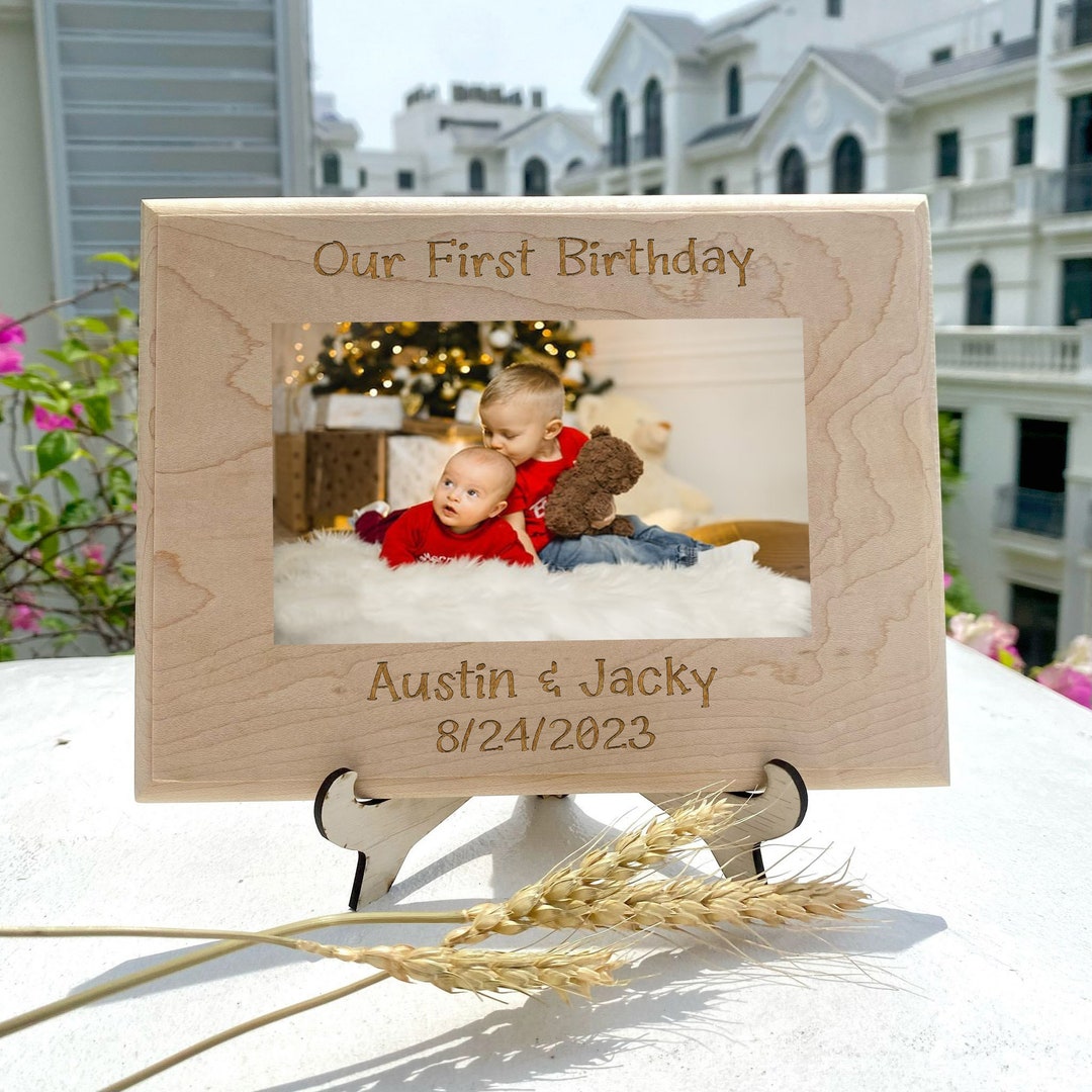 First Birthday Frame Twins Frame Personalized Baby Frame - Etsy