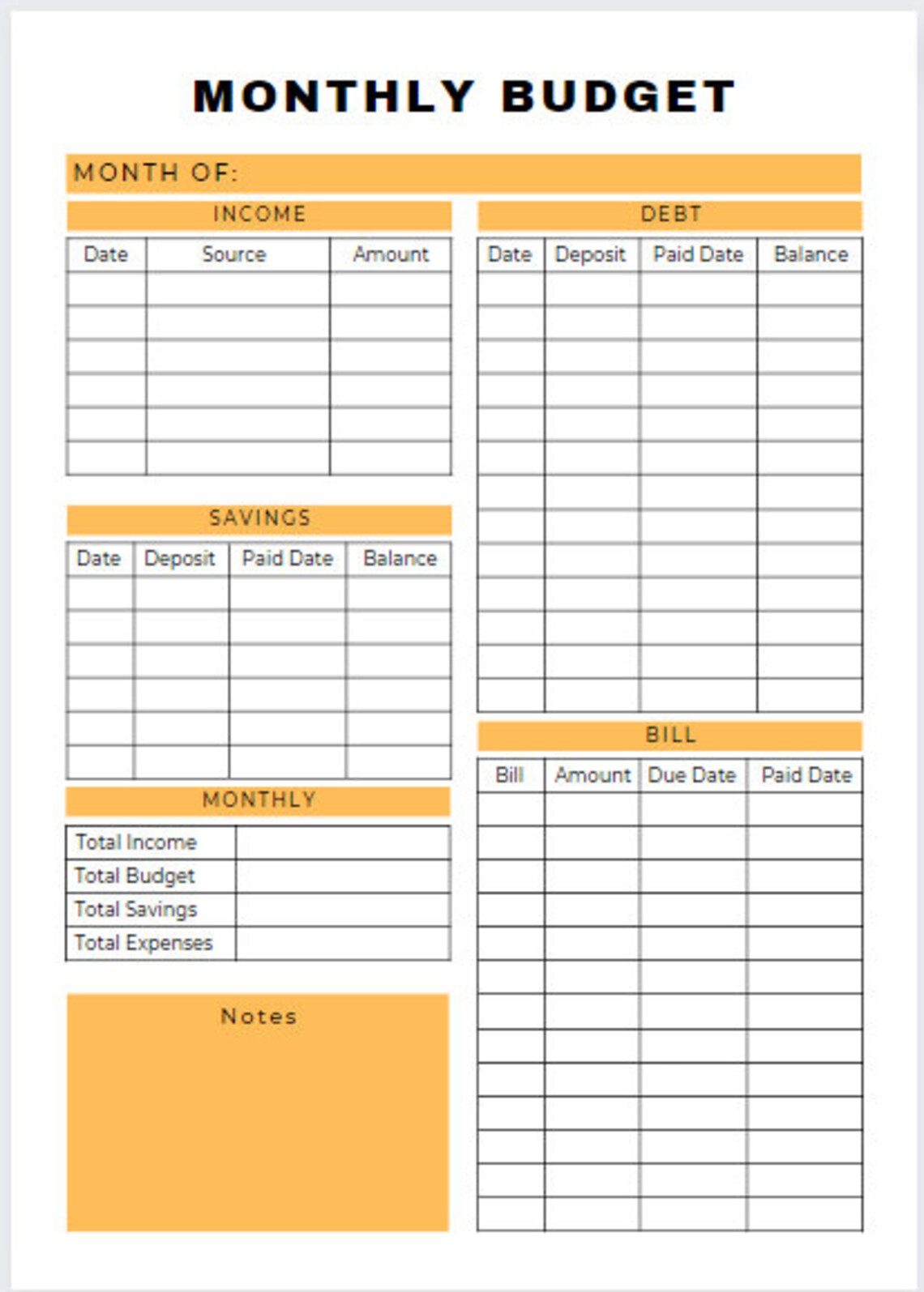 Monthly Budget Digital Planner - Etsy