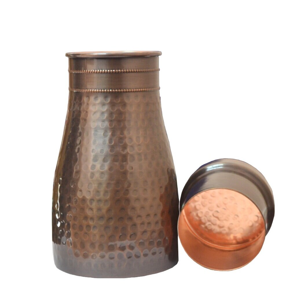 Pure Copper Carafe for Drinking Water, 100% Copper Jar, Hand Hammered ...