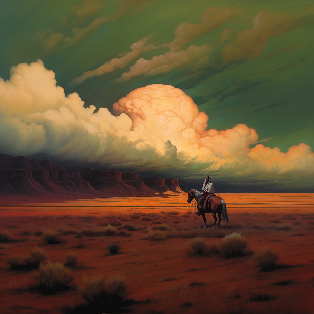 Into the Storm. Original Oil Artwork. Cowboy Western Painting. Digital ...