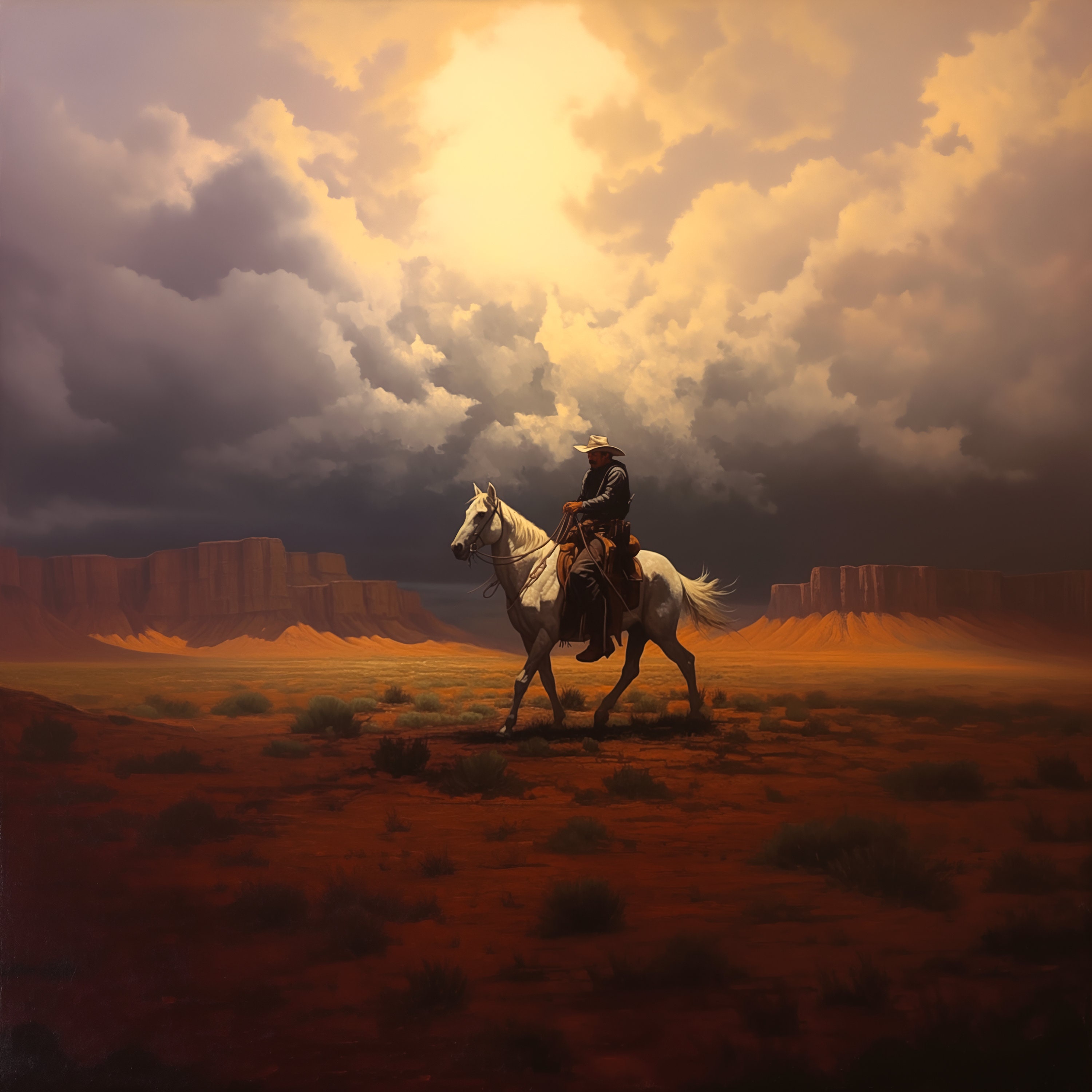 The Sheriffs Storm. Original Oil Artwork. Digital Download. Cowboy ...