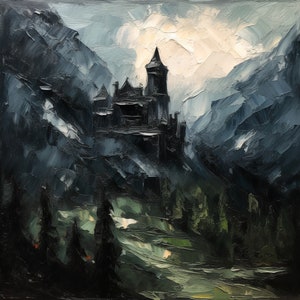 Oil Painting. Dracula's Castle VI. Original Artwork. Painting. Print ...