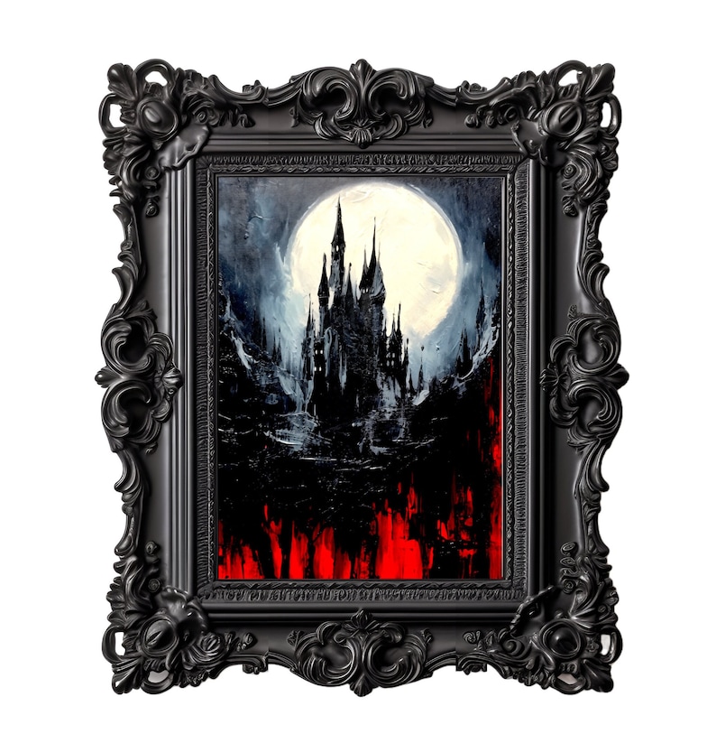 Oil Painting. Castlevania Dracula's Castle. Original Artwork. Abstract ...