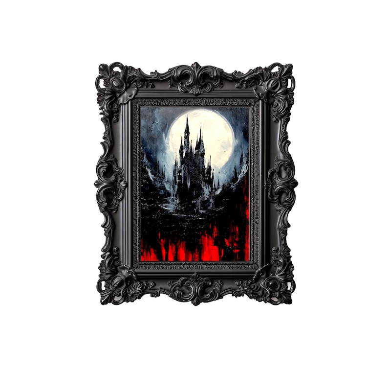 Oil Painting. Castlevania Dracula's Castle. Original Artwork. Abstract ...