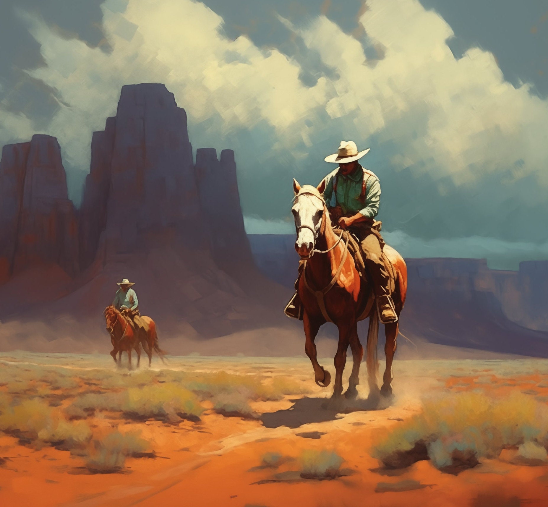 The Desert Riders. Original Oil Artwork. Digital Download. Cowboy ...
