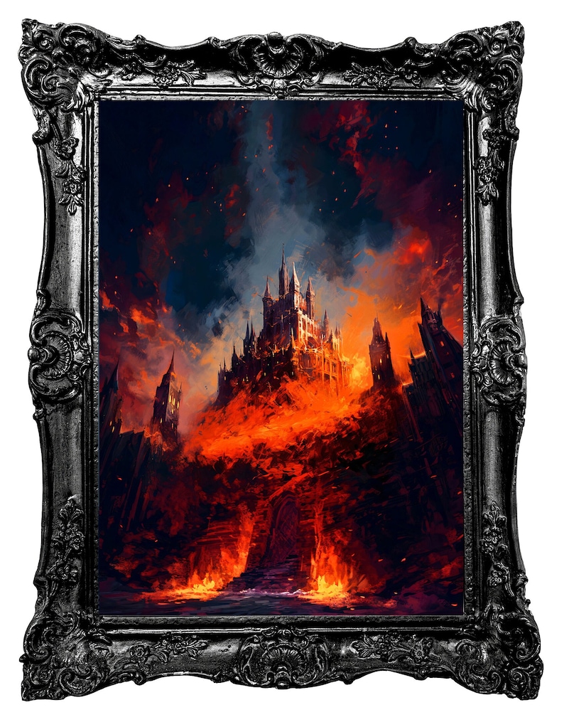 Oil Painting. Burning Château. VI Original Artwork. Painting. Print ...