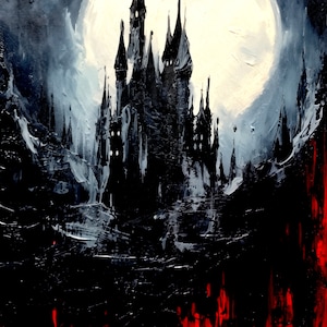 Oil Painting. Castlevania Dracula's Castle. Original Artwork. Abstract ...